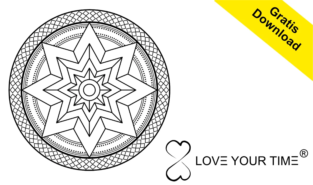 Malvorlage Mandala mit Sternen (Das Mosaik deiner Träume) - loveyourtime